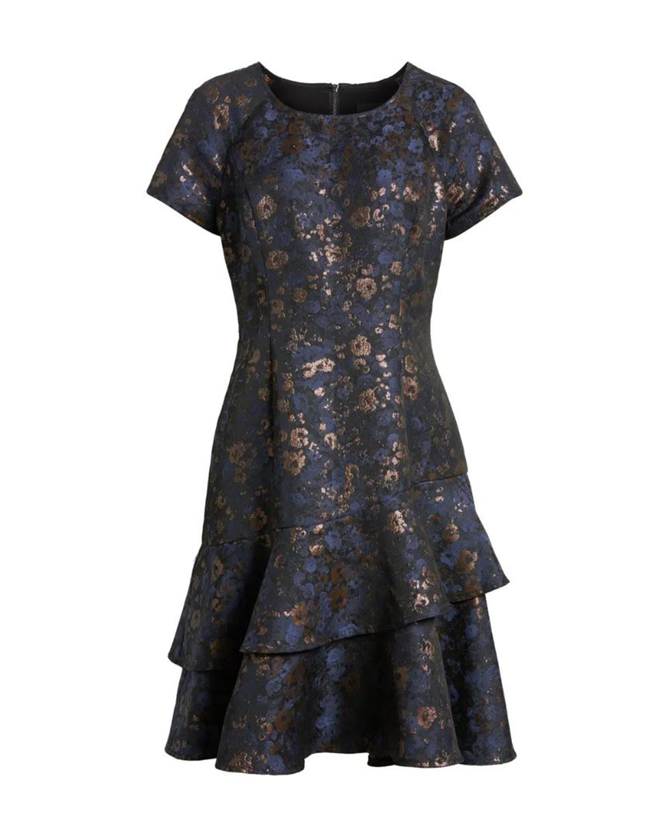 Buy Online Double Tiered Hem Jacquard Dress for Women | Shani Collection