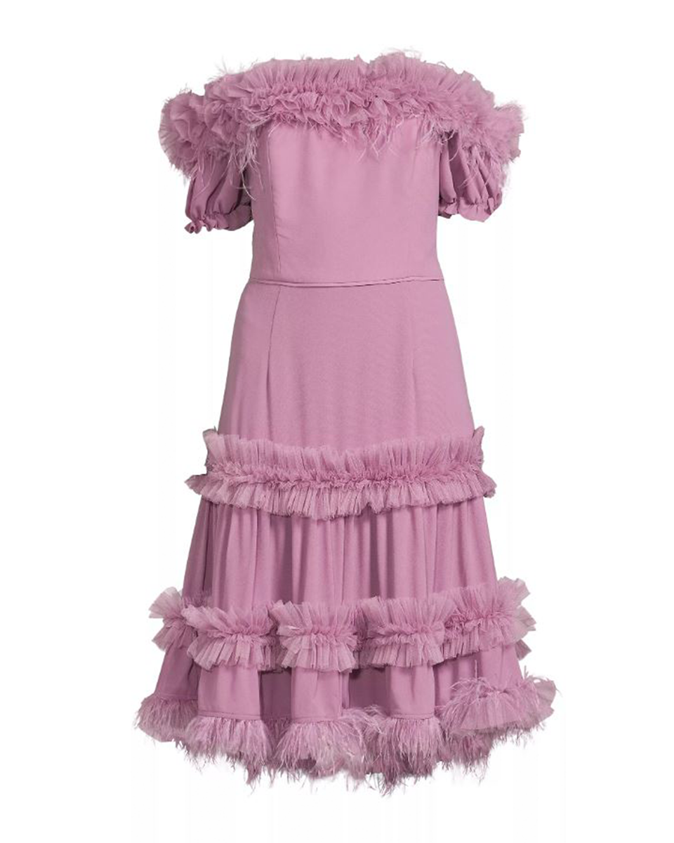 Buy Online Tiered Ruffle and Feather Dress for Women | Shani Collection