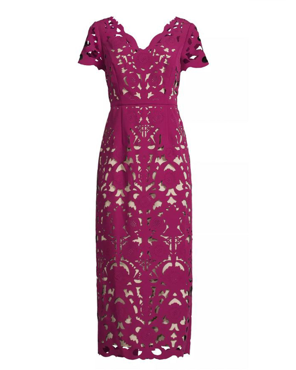Buy Online Floral Crepe Laser-Cut Midi Dress for Women | Shani Collection